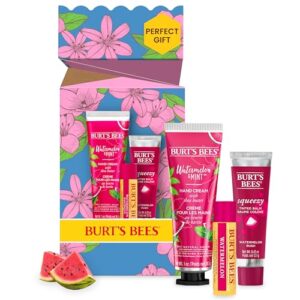 burt's bees mothers day gifts for mom, 3 self care products, you're one in a melon - watermelon & mint hand cream, watermelon lip balm & watermelon rush squeezy tinted lip balm (packaging may vary)