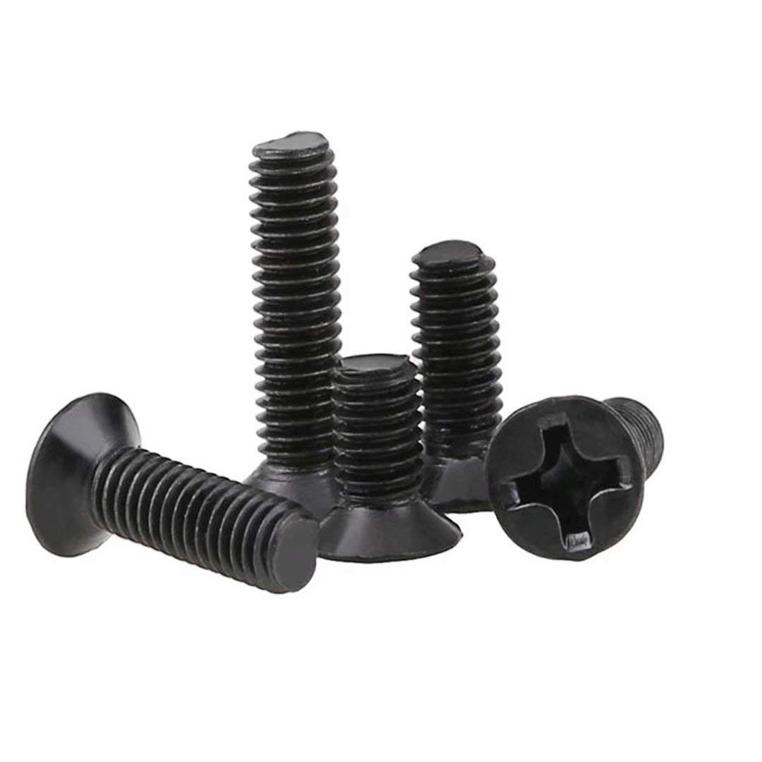 Black Carbon Steel Wood Screws, Electronic Screws Phillips Flat Head Micro Screws for Glasses Laptop Notebook Computer Bolt M2 M2.5 M3 (M3*4mm，200 pcs)