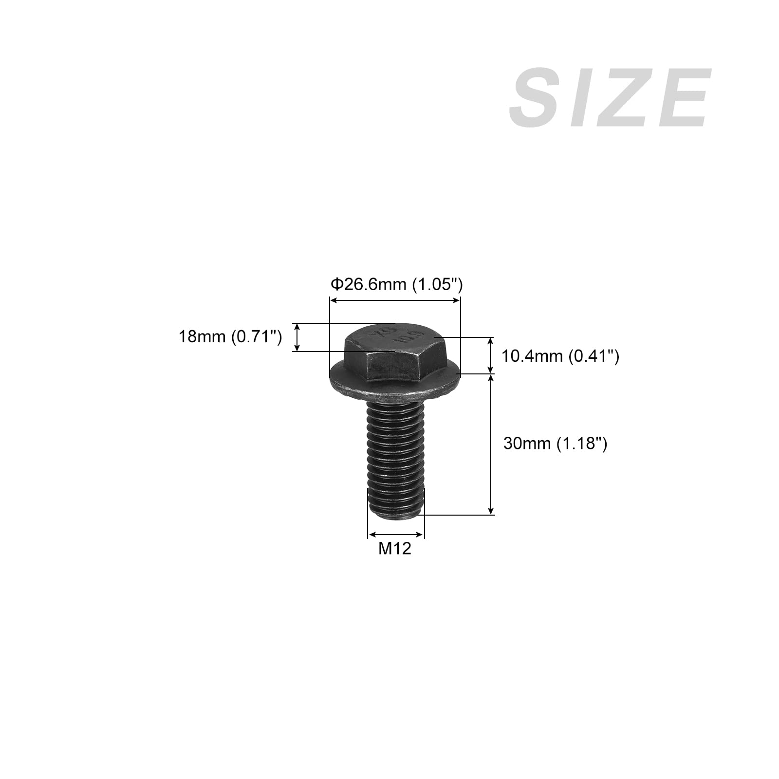 METALLIXITY Flanged Hex Head Bolts (M12x30mm) 3pcs, Hexagon Serrated Flange Bolt Fully Thread Screw - for House Construction Hardware Fasteners