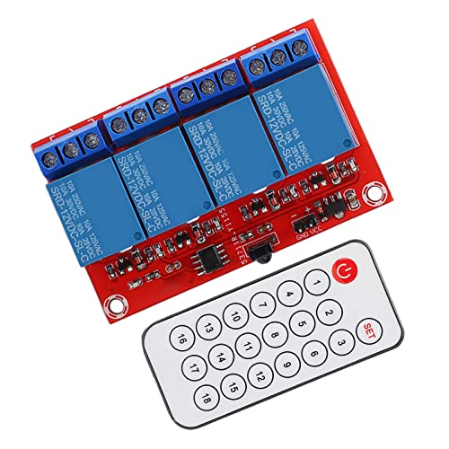 4 Channel Relay Module Receiver Set, Service Life 4 Channel Relay Module Kit Labor Saving PCB ABS with Internal Battery for Circuit (12V)