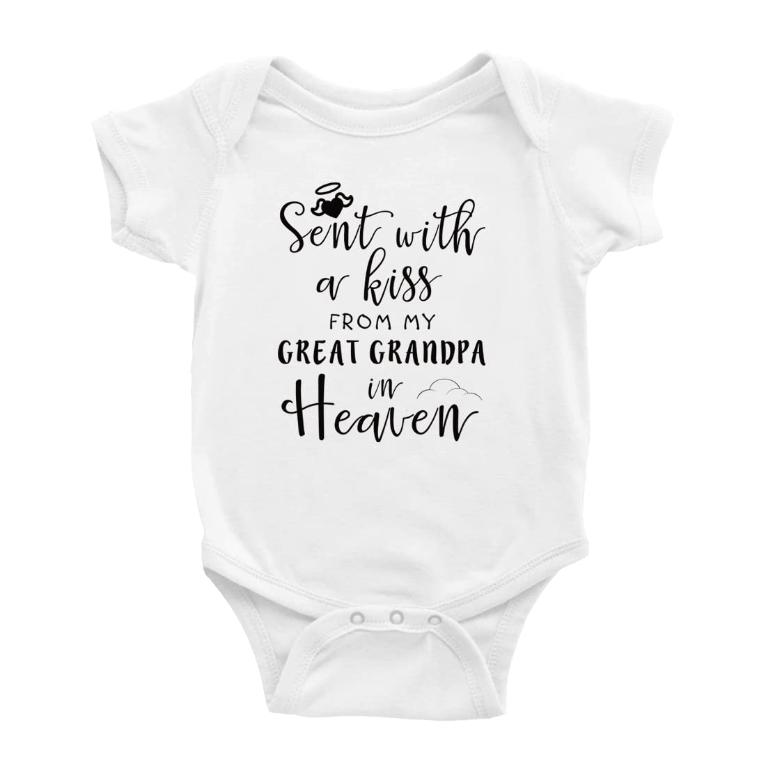 BABYWEN Sent with A Kiss from My Great Grandpa in Heaven Funny Baby Boy Girl Rompers Unisex (White, 0-3M)