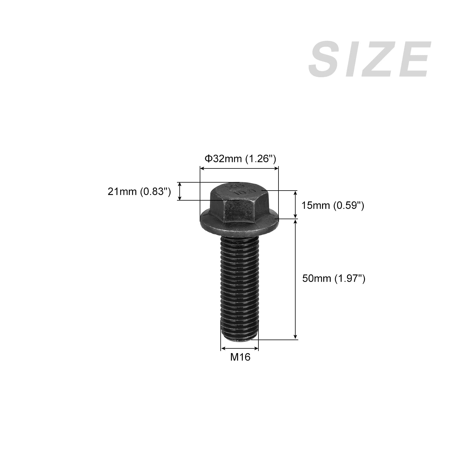 METALLIXITY Flanged Hex Head Bolts (M16x50mm) 1pcs, Hexagon Serrated Flange Bolt Fully Thread Screw - for House Construction Hardware Fasteners