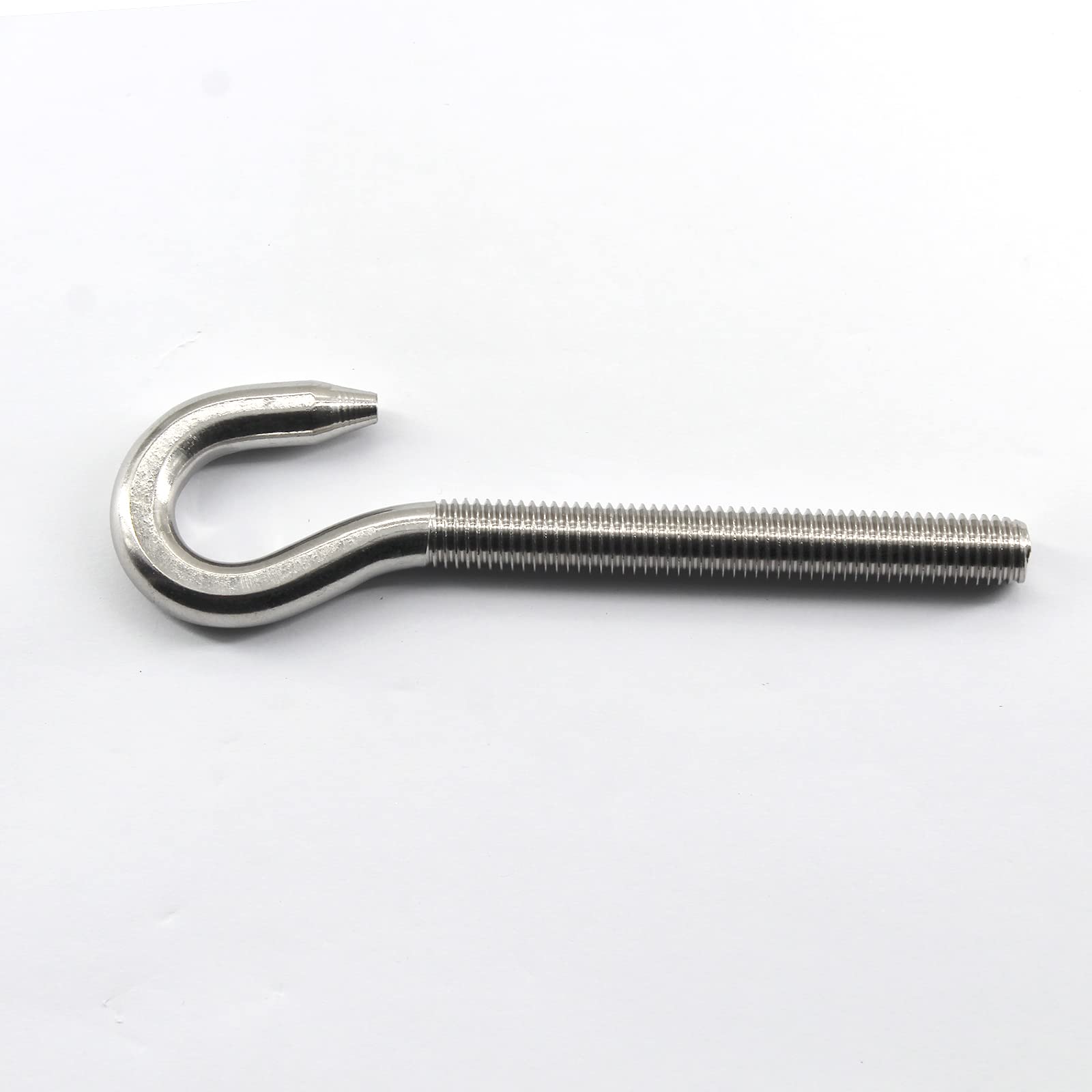 6Pcs Stainless Steel M10 Eye Bolt Long Shank Threaded Rod Round Hook Eyelet Bolt Screw