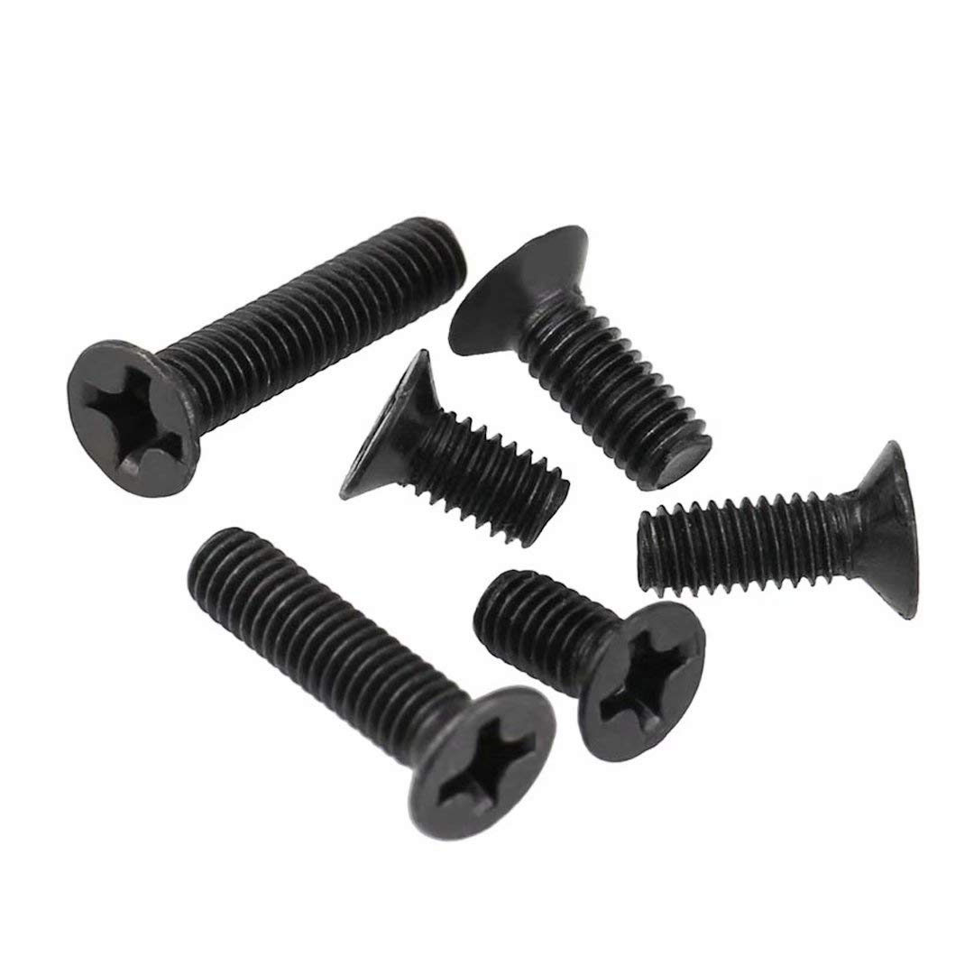 Black Carbon Steel Wood Screws, Electronic Screws Phillips Flat Head Micro Screws for Glasses Laptop Notebook Computer Bolt M2 M2.5 M3 (M3*4mm，200 pcs)