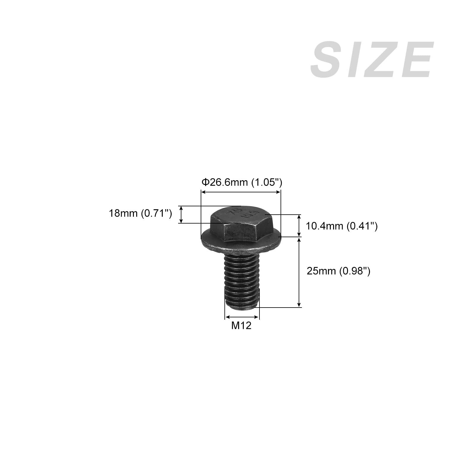 METALLIXITY Flanged Hex Head Bolts (M12x25mm) 3pcs, Hexagon Serrated Flange Bolt Fully Thread Screw - for House Construction Hardware Fasteners