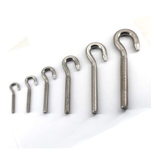 6Pcs Stainless Steel M10 Eye Bolt Long Shank Threaded Rod Round Hook Eyelet Bolt Screw