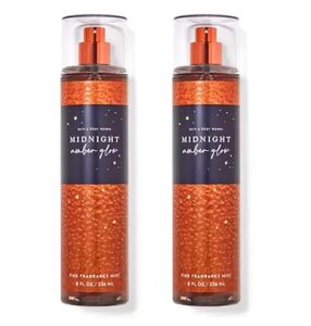 bath & body works fine fragrance body mist gift set 8 oz pack lot of 2 (midnight amber glow)