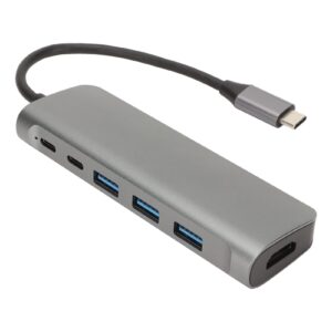 septpenta 8 in 1 usb c hub, 4k resolution 100w high speed pass through charging, 5gbps data transfer, 480mb/s read/write speed for connecting usb peripherals, hard drives, printers, etc.