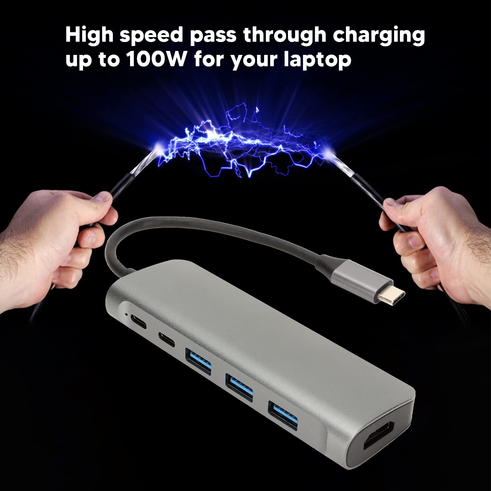 Septpenta 8 in 1 USB C Hub, 4K Resolution 100W High Speed Pass Through Charging, 5Gbps Data Transfer, 480MB/S Read/Write Speed for Connecting USB Peripherals, Hard Drives, Printers, Etc.