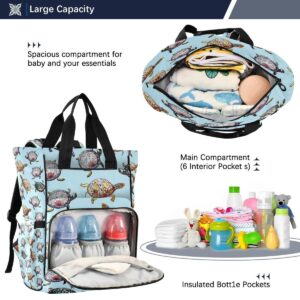 ALAZA Watercolor Sea Turtle Blue Diaper Bag Backpack Multifunction Travel Back Pack Large Capacity Bag