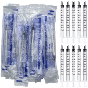 50 pcs 1ml 1cc syringe no needle plastic syringe individually sealed for pets oral, refilling, oil or glue applicator, measuring or transfering tiny amount of liquids, without cap