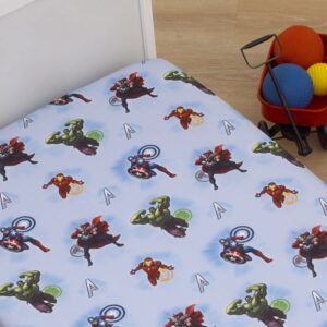 Marvel Avengers Fitted Crib Sheet 100% Soft Microfiber, Baby Sheet, Fits Standard Size Crib Mattress 28in x 52in