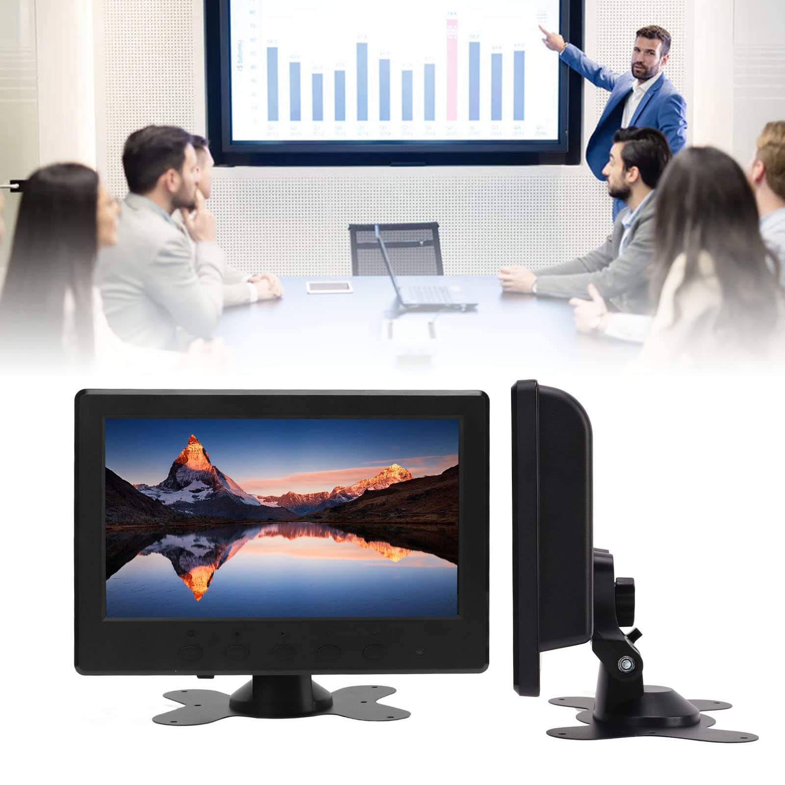 Shanrya LED Color Video Monitor, Adjustable 7 Inch TFT LED Screen Monitor for Home Computer (US Plug)