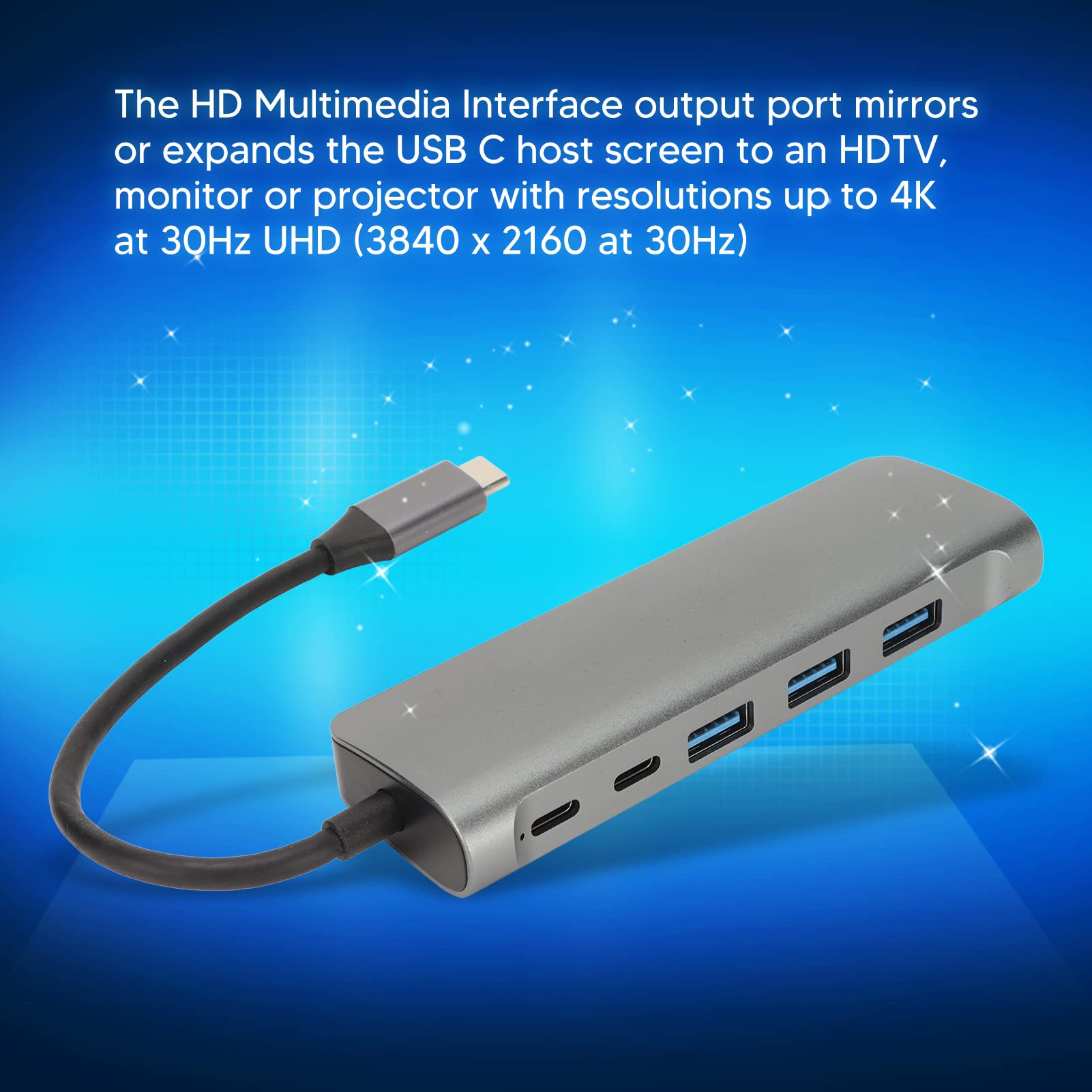 Septpenta 8 in 1 USB C Hub, 4K Resolution 100W High Speed Pass Through Charging, 5Gbps Data Transfer, 480MB/S Read/Write Speed for Connecting USB Peripherals, Hard Drives, Printers, Etc.