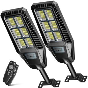 solar street lights 300 w 2 packs led solar street lights outdoor ip66 waterproof 30000 lm 6500 k outdoor street light dusk to dawn solar power lights with motion sensor and remote control for path