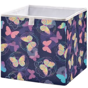 visesunny closet baskets bright pattern with butterfly storage bins fabric baskets for organizing shelves foldable storage cube bins for clothes, toys, baby toiletry, office supply