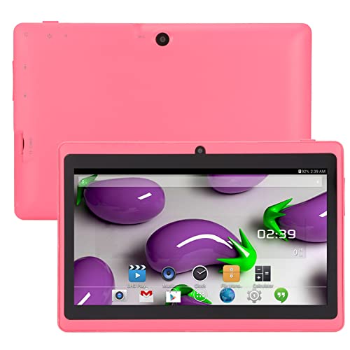 Yoidesu 7in Tablet PC, Kids Tablet Quad Core CPU Eye Protection, Mini Tablet with 8GB ROM Support WiFi Dual Camera for (Pink)