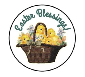 48 pcs easter blessings baby chicks​​ stickers envelope seals labels round tags, stamps sticker for gift cards, envelopes, boxes for holiday, birthday, christmas