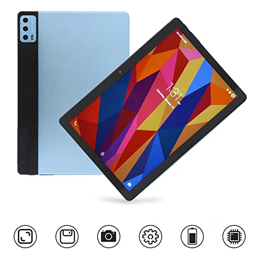 10.1in Tablet, 5MP 13MP 8GB RAM 256GB ROM HD Tablet Blue for Online Video (US Plug)