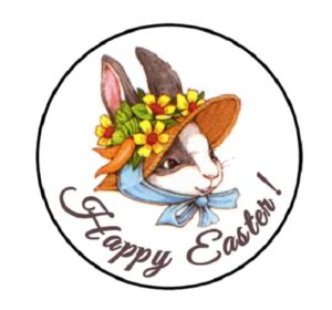 48 pcs easter vintage bunny easter bonnet​​​​​​​​ stickers envelope seals labels round tags, stamps sticker for gift cards, envelopes, boxes for holiday, birthday, christmas