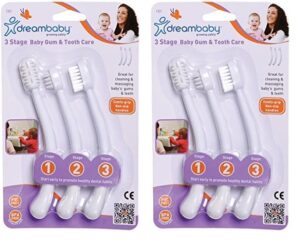 dreambaby toothbrush set 3 stage, white (pack of 2)