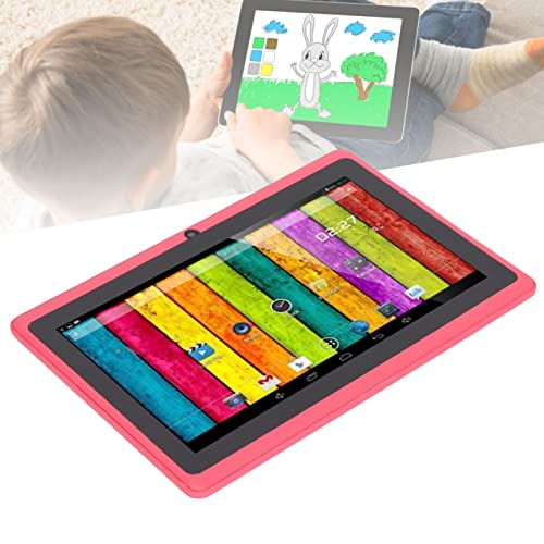 Yoidesu 7in Tablet PC, Kids Tablet Quad Core CPU Eye Protection, Mini Tablet with 8GB ROM Support WiFi Dual Camera for (Pink)