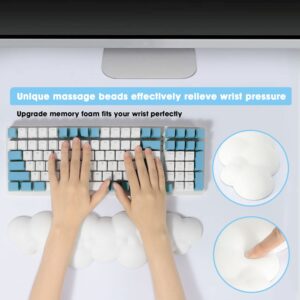 MANBASNAKE Keyboard Cloud Wrist Rest,PU High Density Memory Foam with Non-Slip Base for Typing Pain Relief,Ergonomic Keyboard Pad with Wrist Support for Home Office/Computer/Laptop/Gaming/Mac-White