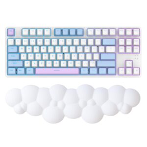 manbasnake keyboard cloud wrist rest,pu high density memory foam with non-slip base for typing pain relief,ergonomic keyboard pad with wrist support for home office/computer/laptop/gaming/mac-white