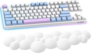 gaming keyboard wrist rest pad,memory foam keyboard palm rest, ergonomic hand rest for computer keyboard,laptop,mac,lightweight for easy typing pain relief-white