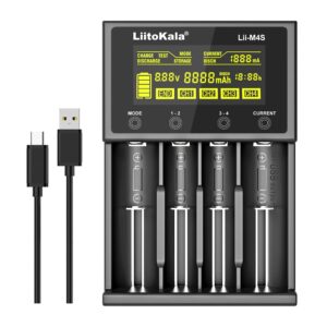 liitokala lii-m4s 18650 battery charger smart universal charger lcd display for 26700 18650 26650 21700 aa touch button lcd display test the battery capacity