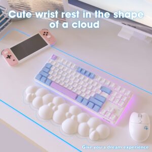 MANBASNAKE Keyboard Cloud Wrist Rest,PU High Density Memory Foam with Non-Slip Base for Typing Pain Relief,Ergonomic Keyboard Pad with Wrist Support for Home Office/Computer/Laptop/Gaming/Mac-White