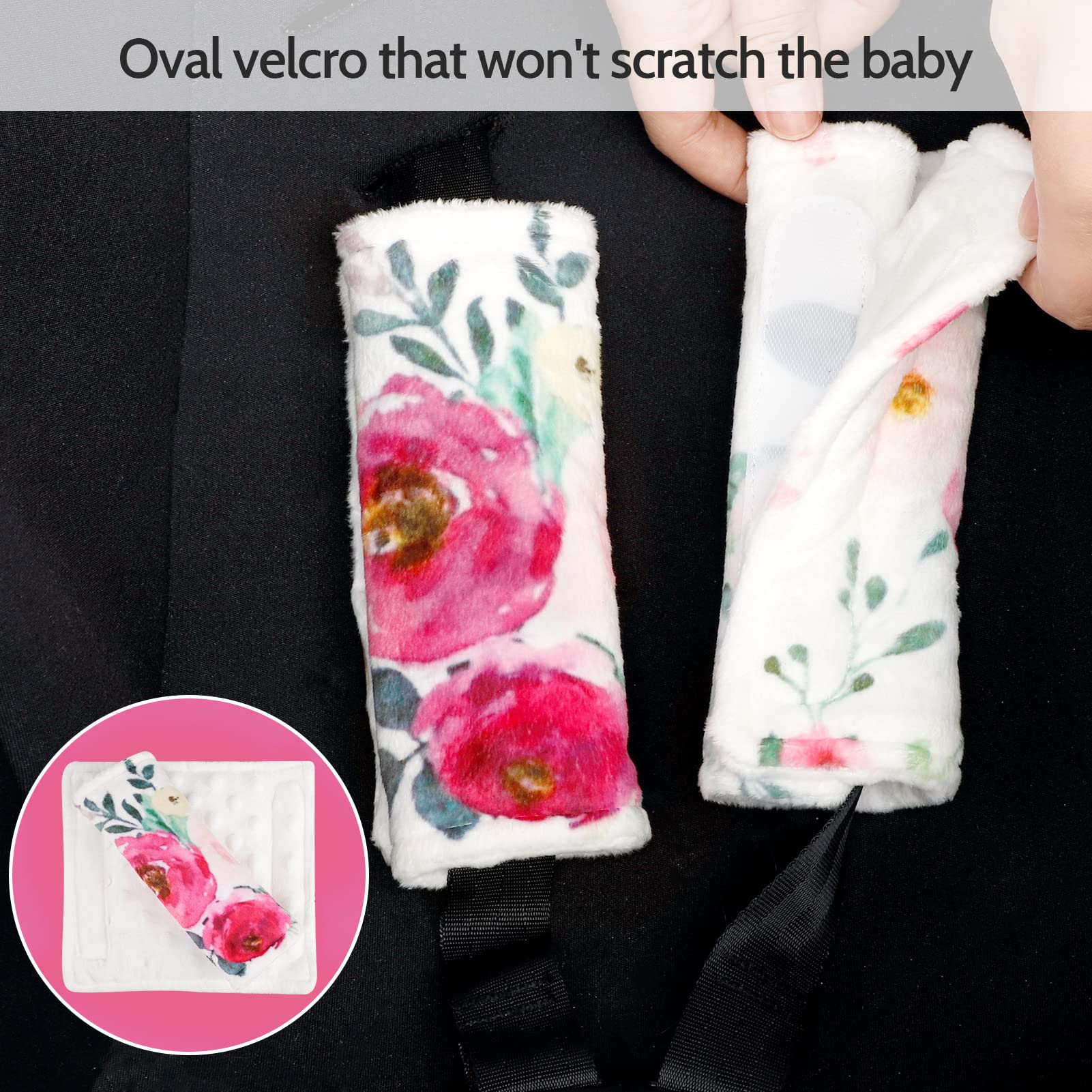 TANOFAR Car Seat Head Support & Car Seat Cover for Baby Girls,Soft Warm Carseat Insert, Double Layers, Watercolor Floral