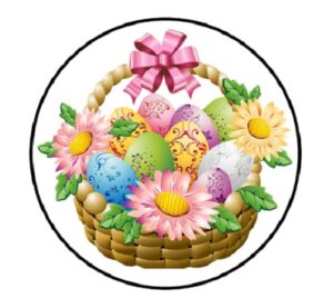 48 pcs easter basket flowers​​​​ stickers envelope seals labels round tags, stamps sticker for gift cards, envelopes, boxes for holiday, birthday, christmas