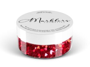 marblers cosmetic grade chunky shape glitter [heart] 0.18oz (5g) | flake | non-toxic | vegan | cruelty-free | eyeshadow, nail polish, nail art | festival, rave & party makeup | body & face