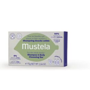 Mustela Solid Shampoo & Body Cleansing Bar for Baby, Kid & Adult - with Avocado Oil & Olive Oil - Fragrance-Free, Plastic-Free, Vegan & Biodegradable Formula - 2.64 oz.