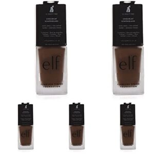 e.l.f. flawless finish foundation, lightweight & medium coverage, semi-matte finish, chocolate, 0.68 fl oz (20ml) (pack of 5)