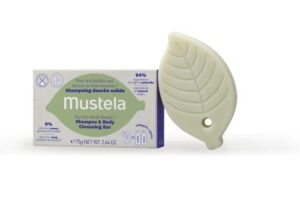 mustela solid shampoo & body cleansing bar for baby, kid & adult - with avocado oil & olive oil - fragrance-free, plastic-free, vegan & biodegradable formula - 2.64 oz.