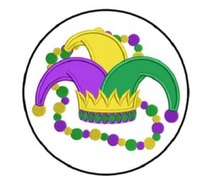 48 pcs mardi gras jester hat beads​​​​​ stickers envelope seals labels round tags, stamps sticker for gift cards, envelopes, boxes for holiday, birthday, christmas