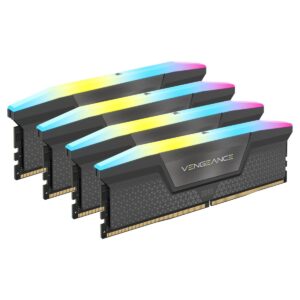 corsair vengeance rgb ddr5 64gb (4x16gb) ddr5 5600mhz cl36 amd expo intel xmp icue compatible computer memory – gray (cmh64gx5m4b5600z36)