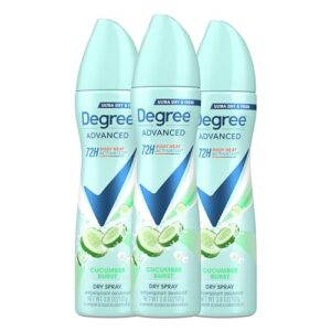 degree antiperspirant deodorant cucumber burst 3 count dry spray 72-hour sweat & odor protection deodorant spray for women with body heat activated technology​ 3.8 oz