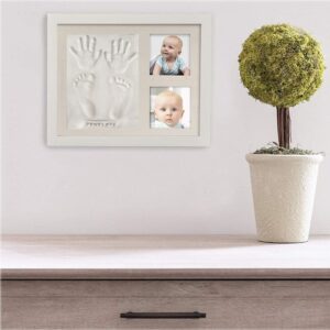 Baby Handprint and Footprint Kit DIY Picture Frame of Baby Footprint Kit with Non-Toxic Clay Baby Keepsake Frames (White)