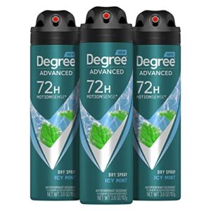 degree men advanced antiperspirant deodorant dry spray icy mint 3 count 72-hour sweat and odor protection deodorant for men with motionsense technology 3.8 oz