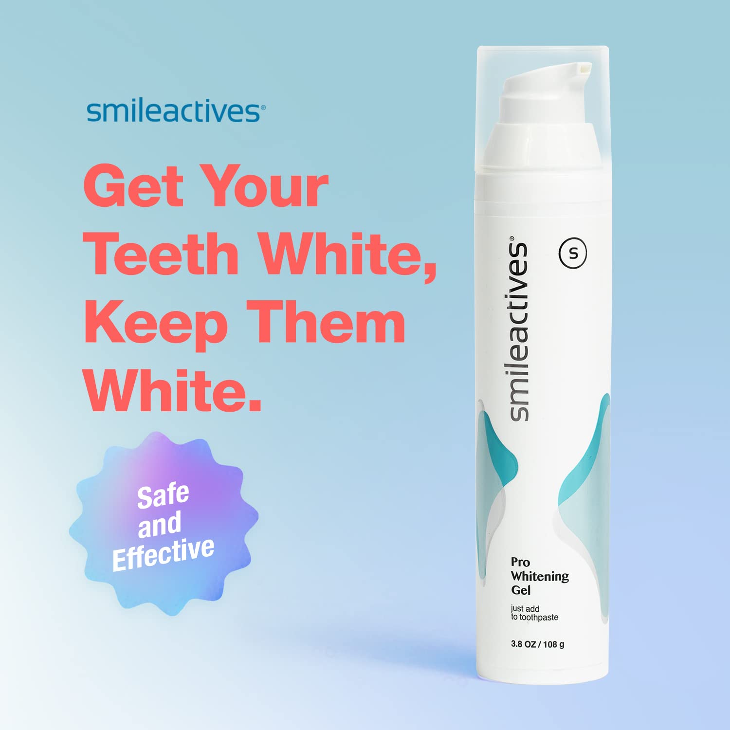 Smileactives Power Teeth Whitening Gel - Add to Toothpaste for Whiter Teeth and Brighter Smile - 2oz Pump Bottle + Smileactives Advanced Teeth Whitening Pens - Vanilla Mint (Pack of 2)