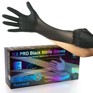 latex free disposable black gloves medium | 4.5 mil black nitrile gloves | 100 count non latex gloves , powder free | food grade & safe | medical, lab, kitchen, mechanic, cleaning, & tattoo gloves