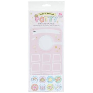 c.r. gibson btdk-24937 super princess stickers and hanging door knob reward chart potty training tool for girls, 3.5" w x 15.4" h, multicolor, 36 stickers