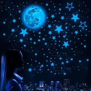 glow in the dark stars wall stickers,glowing stars for ceiling and wall decals,1049 pcs,ceiling stars glow in the dark,perfect for kids bedding room,play room,living room,wall decorations,baby room