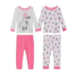 disney baby girls' minnie mouse snug fit cotton pajamas (24 months, minnie bow)