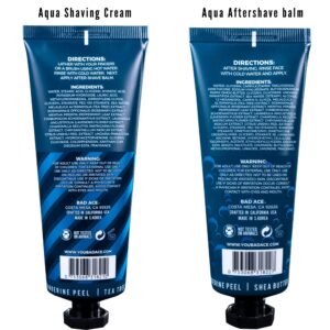 BAD ACE Aqua Bundle | Korean Skin Care for Men | Protects Skin from Razor Burn | Jeju Ocean Men's Shaving Cream (4 oz) & After Shave Balm for Men (3 oz)