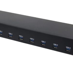 SEDNA - 19 Inch 1U Rack Mount 10 Port USB 3.2 Gen II Hub (10Gbps) with 5V 10A AC/DC Adapter