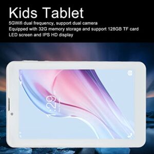 Yoidesu 7in Tablet, Kids Tablet 2GB 32GB 3G Internet Calling for Android10 System, 5G WiFi Dual Band Dual Camera Tablet PC 100‑240V (US Plug)